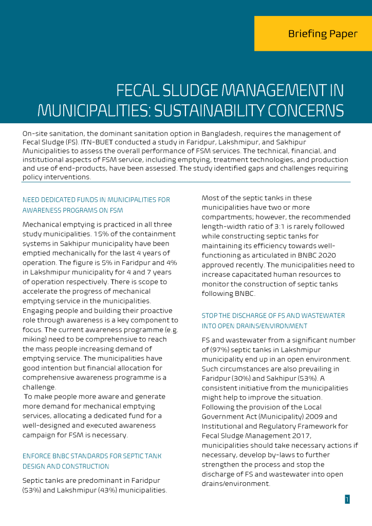 Fecal Sludge Management in Municipalities Sustainability Concerns ...